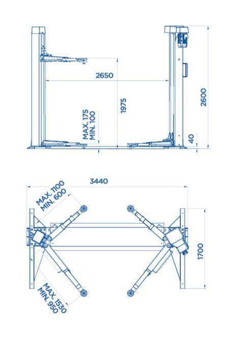 Ponte sollevatore OMCN elettromeccanico 2 colonne 3,5 Ton. ART. 199 DE